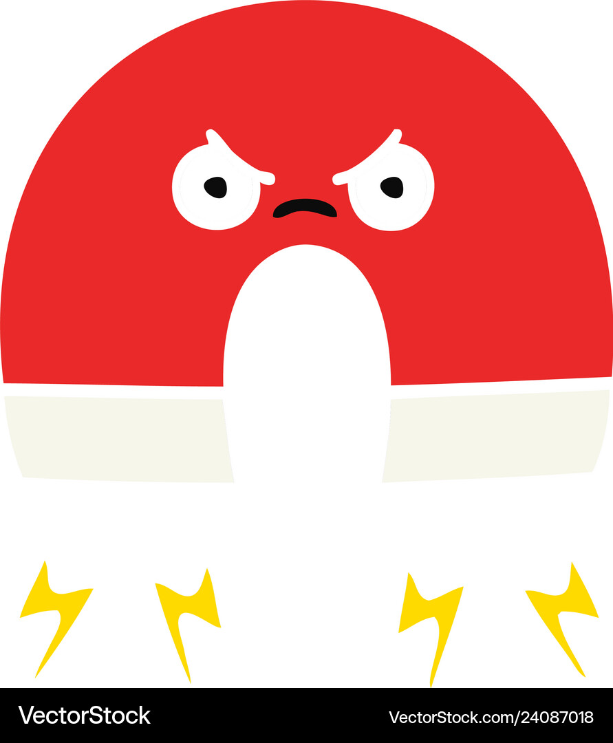 Flat color retro cartoon magnet Royalty Free Vector Image