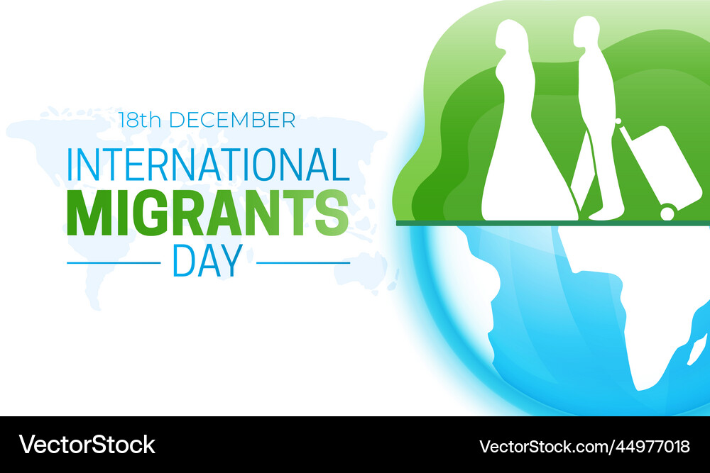 Green and blue international migrants day Vector Image