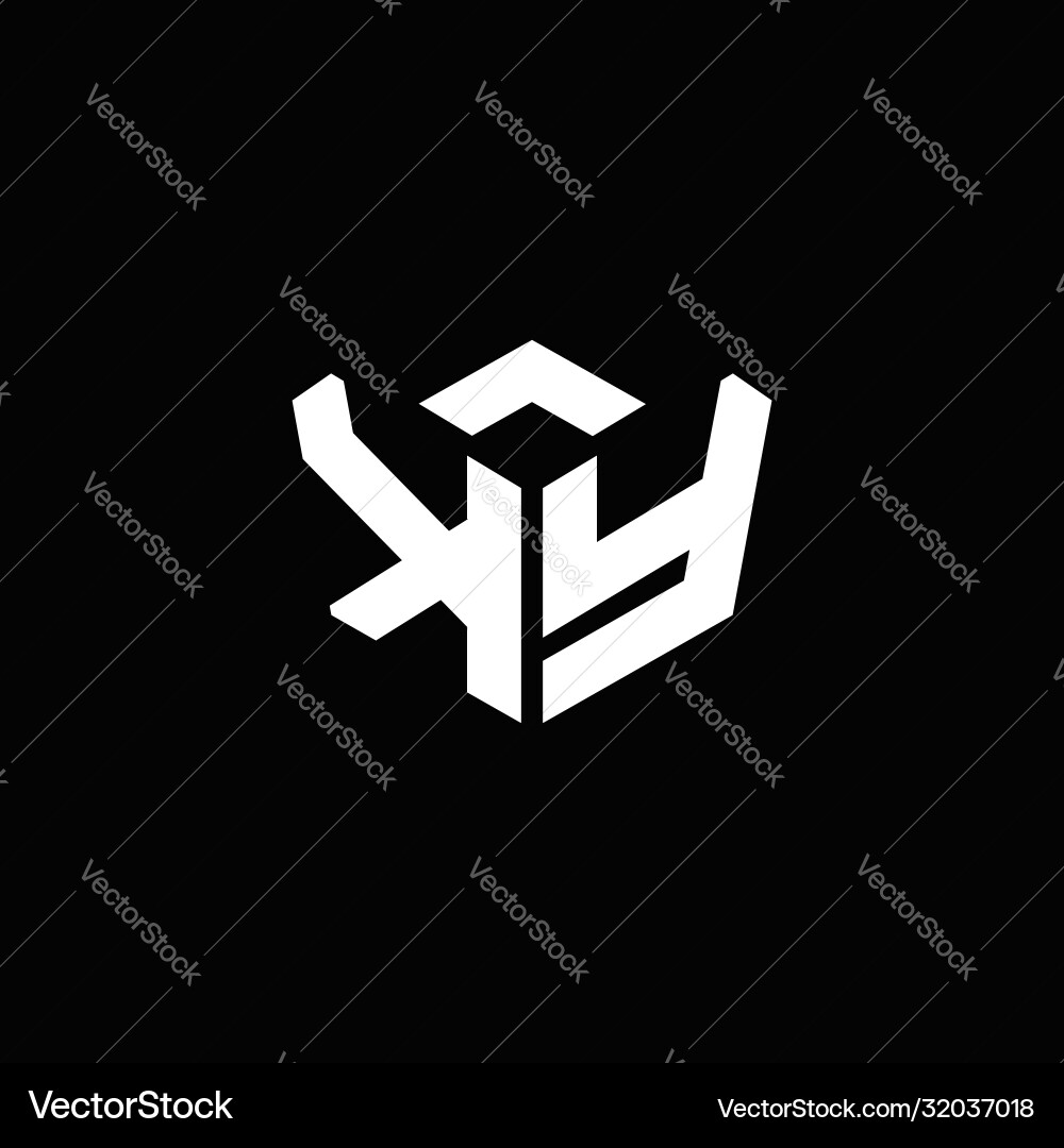 Ky logo monogram with emblem style ribbon design Vector Image
