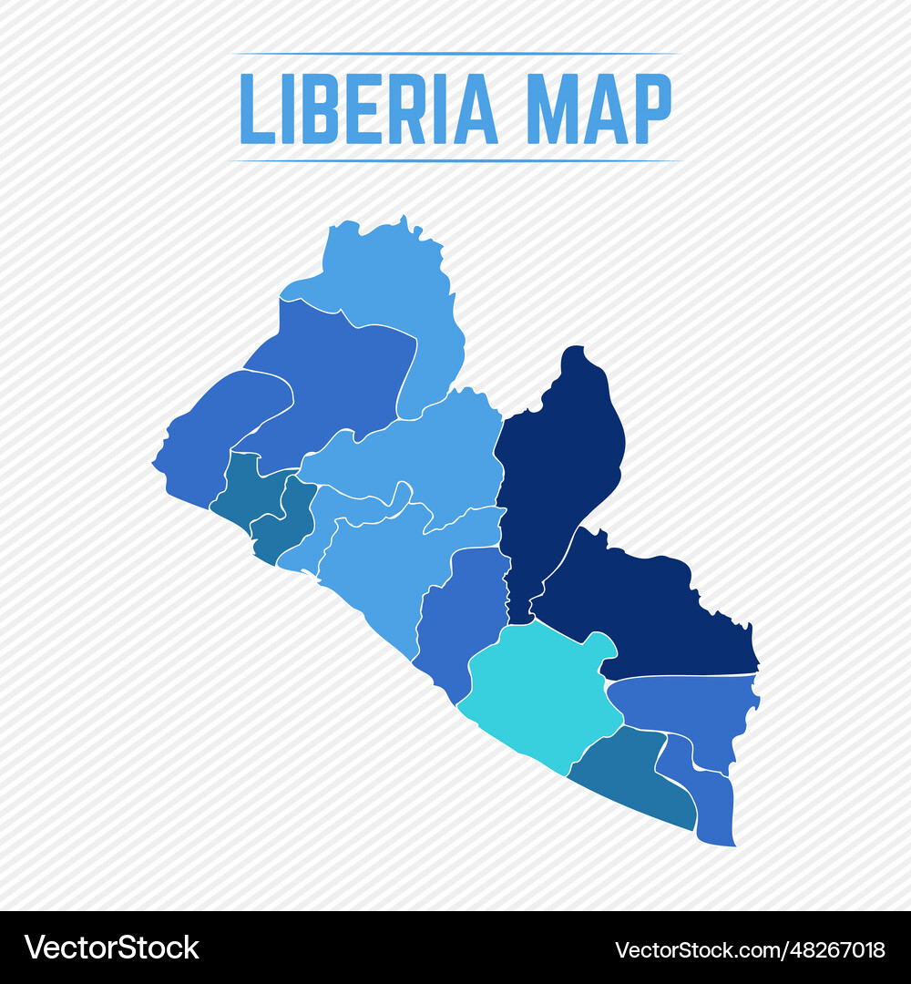 Liberia detailed map with regions Royalty Free Vector Image