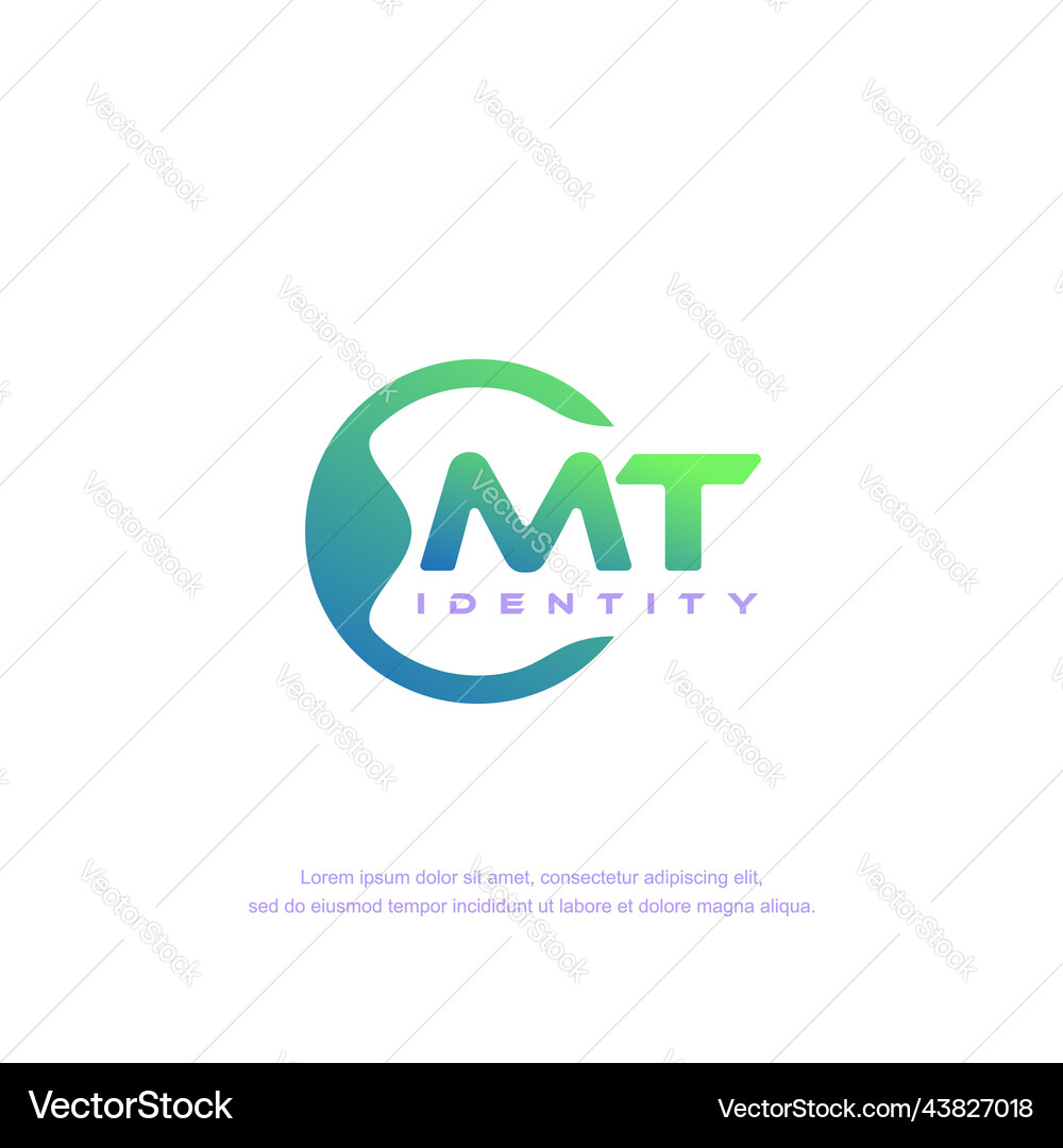 Mt initial letter circular line logo template Vector Image
