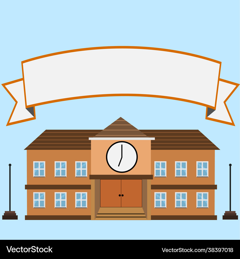 Scholl blank banner and blue color background Vector Image