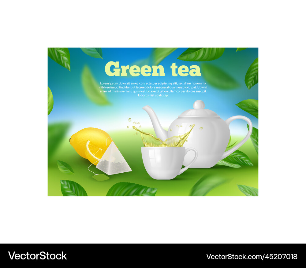 Tea poster relax time hot liquid products Vector Image