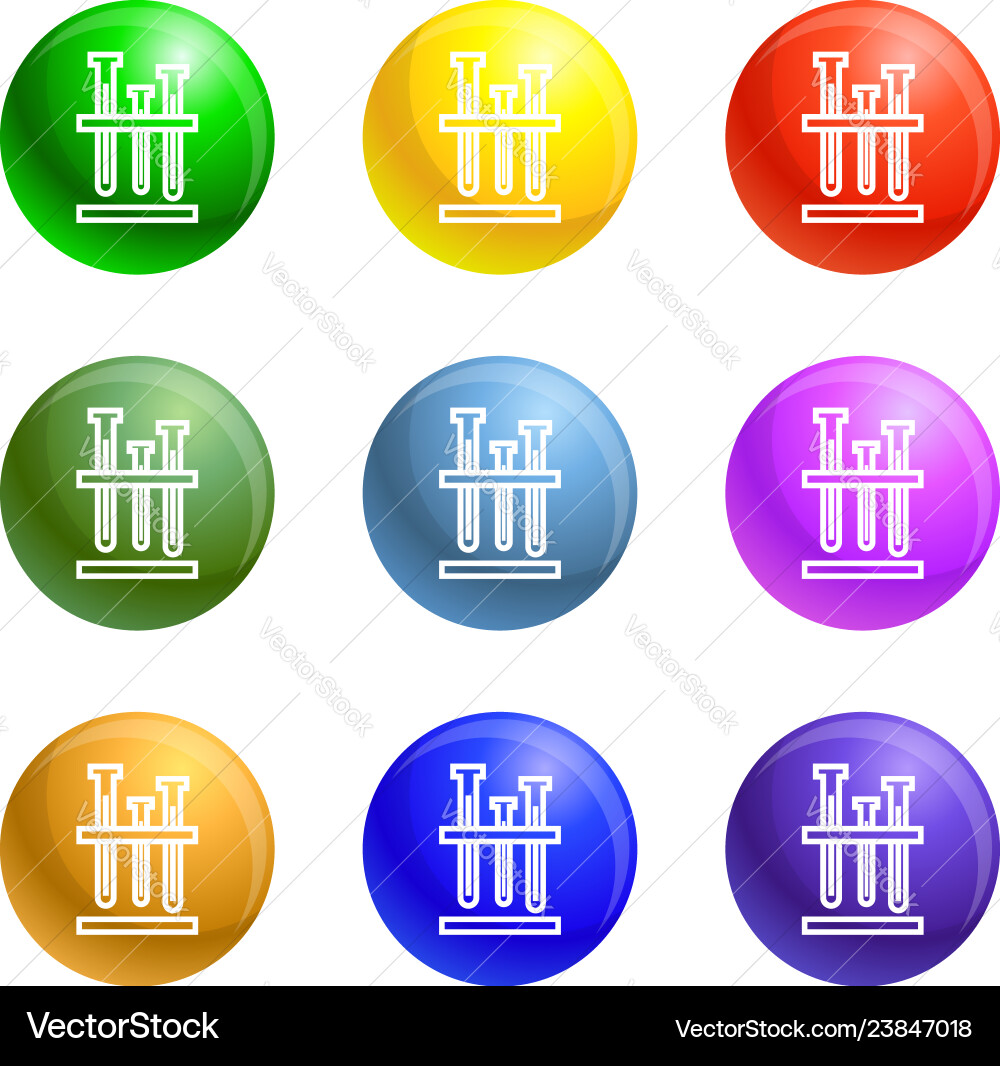 Test tube stand icons set Royalty Free Vector Image