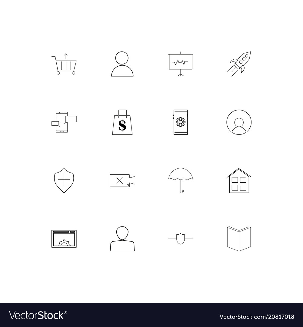 Web linear thin icons set outlined simple Vector Image
