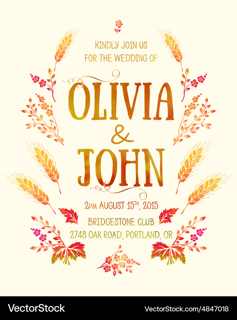 Wedding invitation card Royalty Free Vector Image