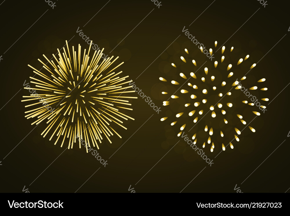 Beautiful gold fireworks set bright fireworks Vector Image