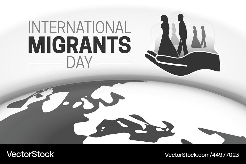 Black and white international migrants day Vector Image