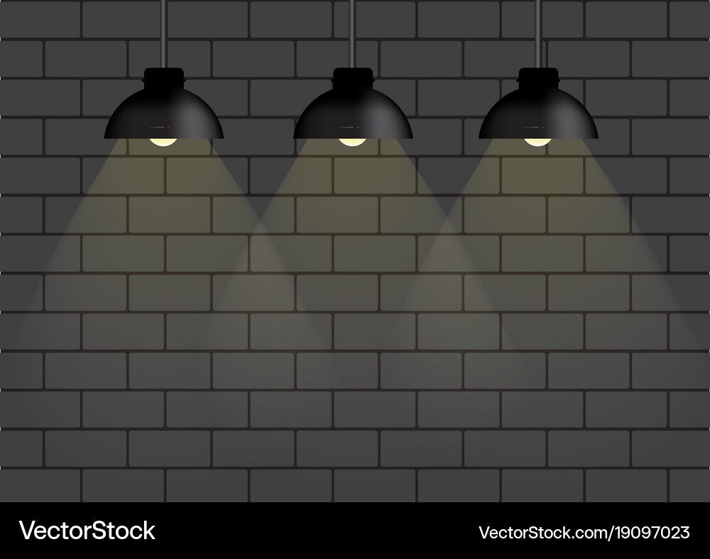 Black lamp and lighting on the wall background Vector Image