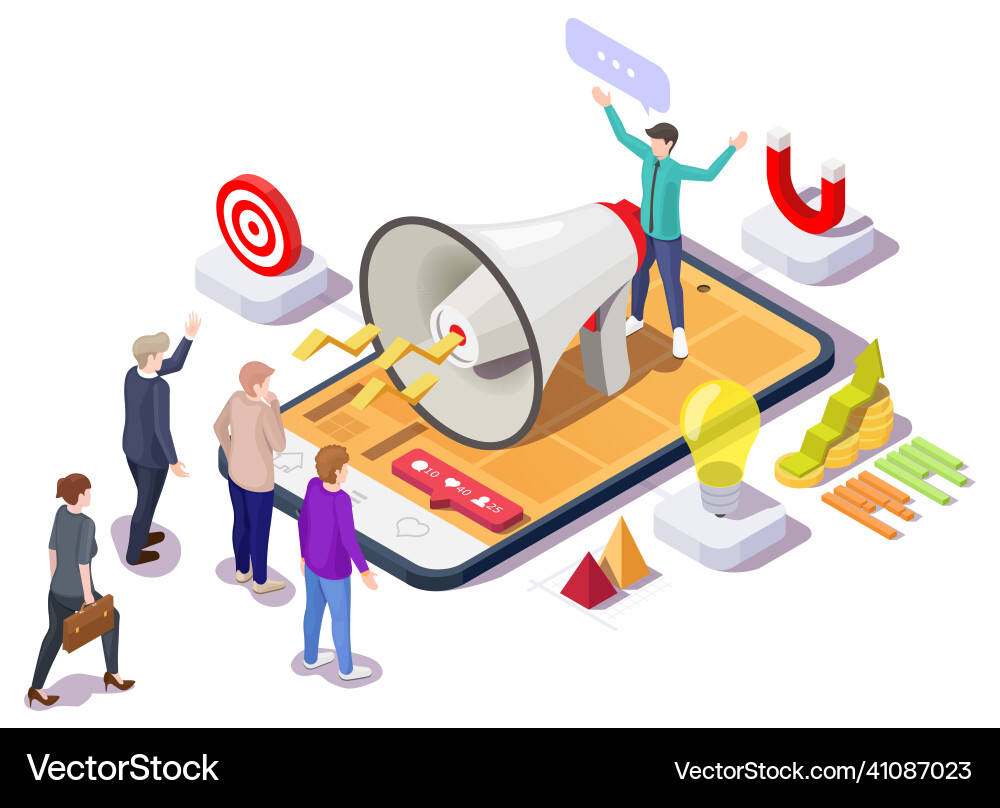 Business promotion campaign isometric Royalty Free Vector