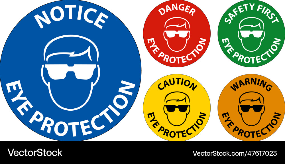 Caution eye protection area symbol sign on white Vector Image