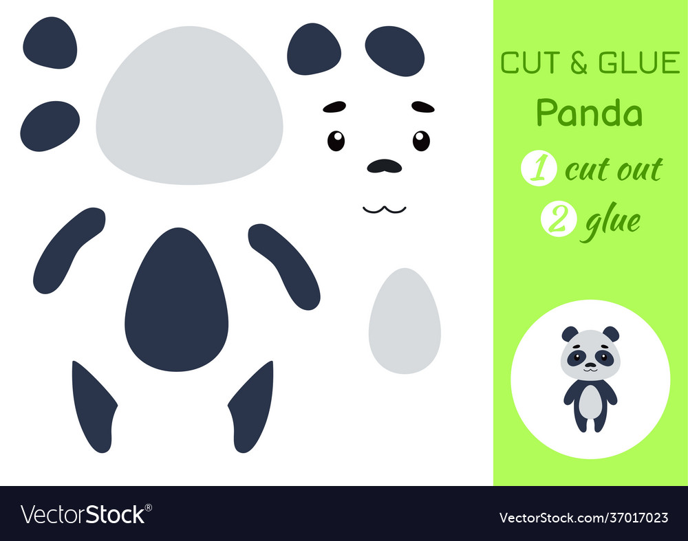 Cut and glue paper little panda kids crafts Vector Image