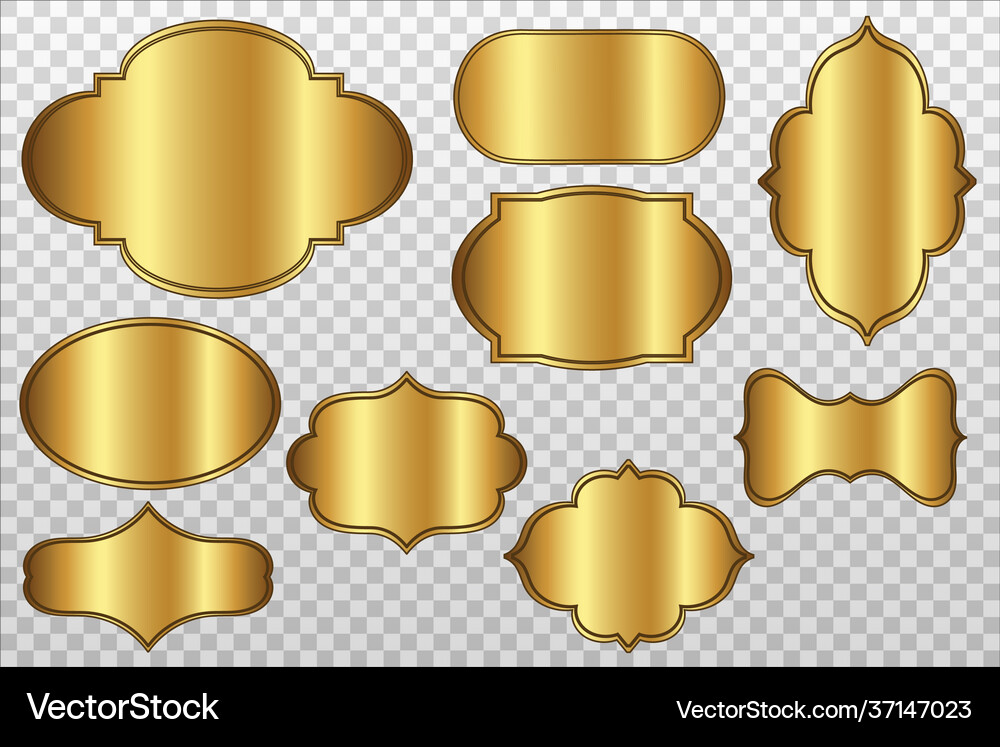 Elegant golden labels set glossy Royalty Free Vector Image