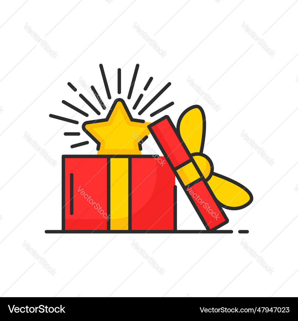 Gift box with star icon bonus points and reward Vector Image