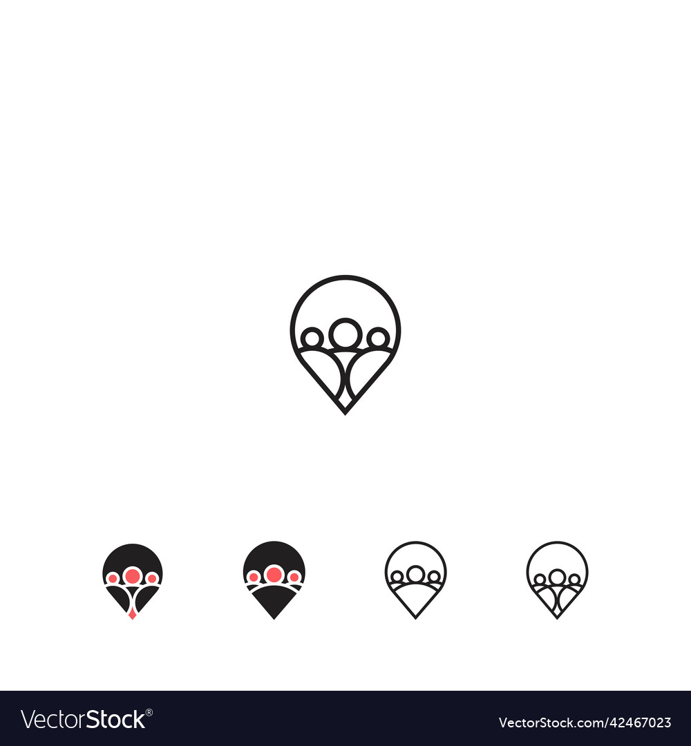Group of people location icon gathering Royalty Free Vector