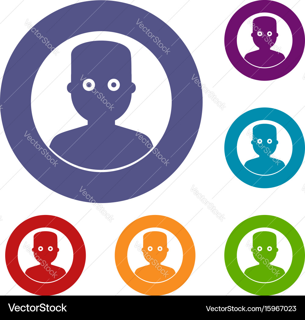 Man in the dark icons set Royalty Free Vector Image