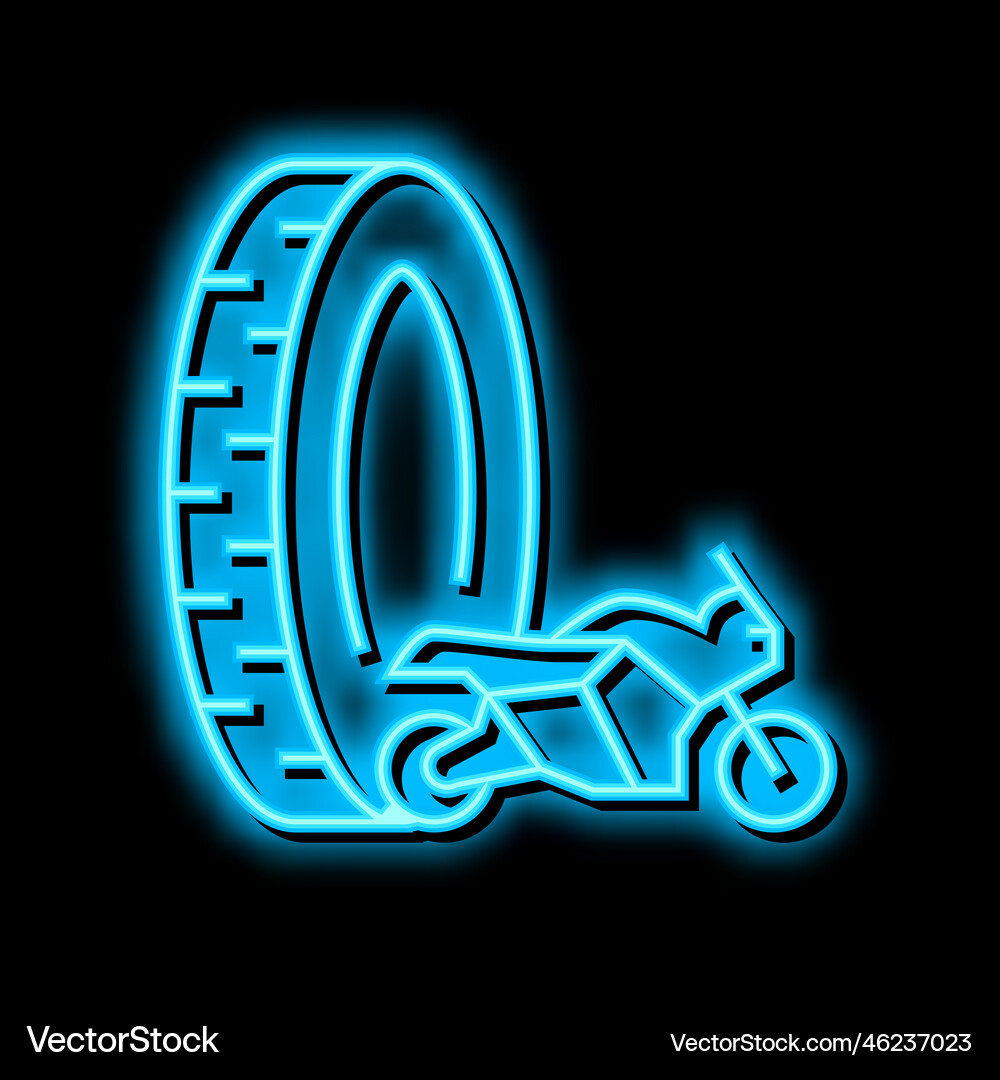 Motorcycle tires neon glow icon Royalty Free Vector Image