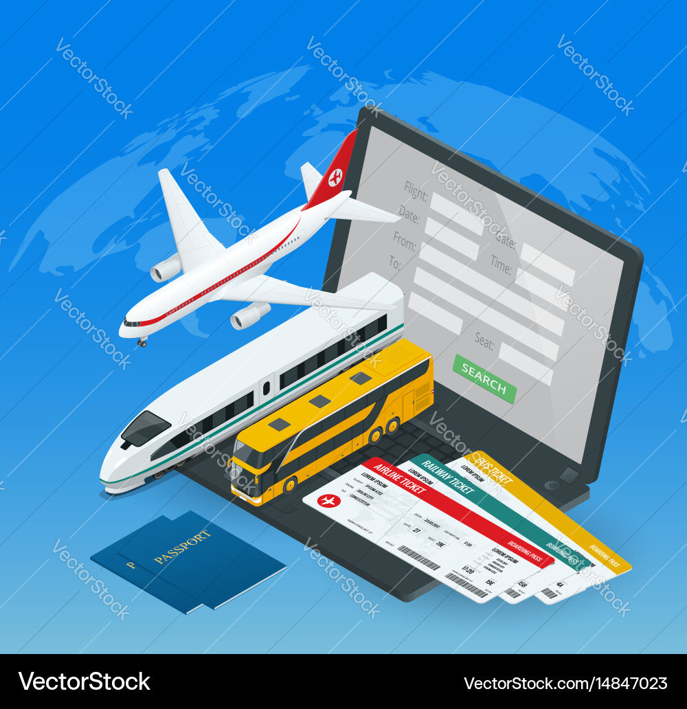 Online purchase or booking tickets for an Vector Image