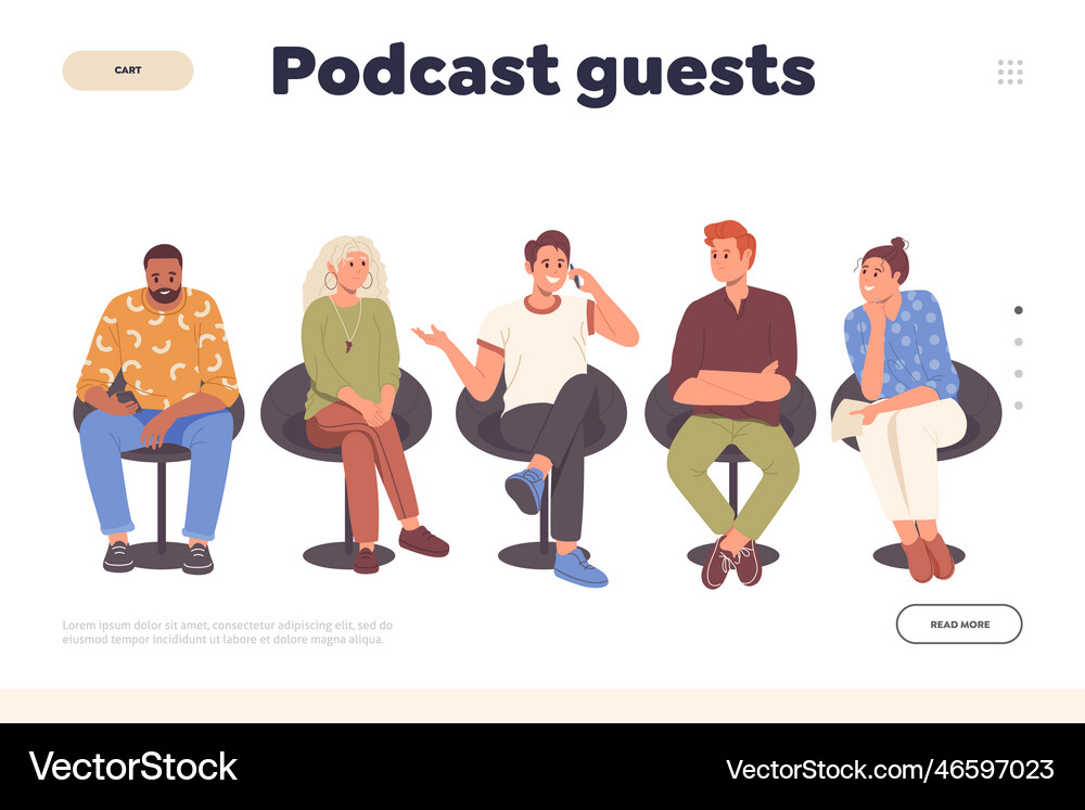 Podcast guests concept for landing page template Vector Image