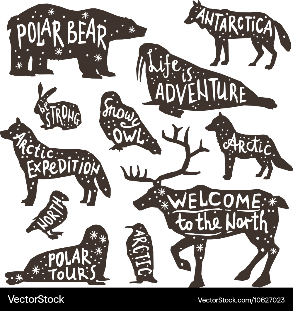 Polar Animals Silhouettes Royalty Free Vector Image