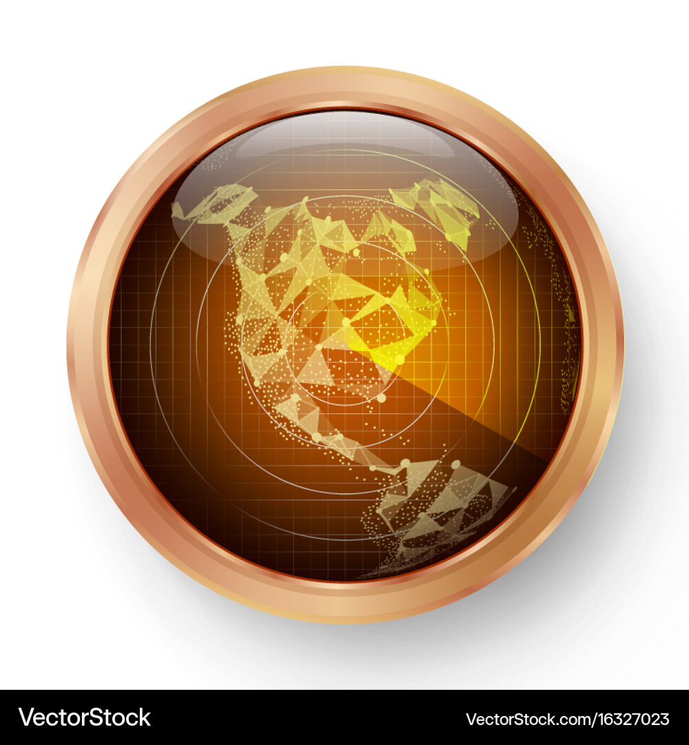 Radar icon realistic surveillance radar Royalty Free Vector