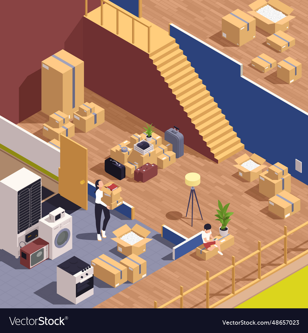 Relocation service composition Royalty Free Vector Image