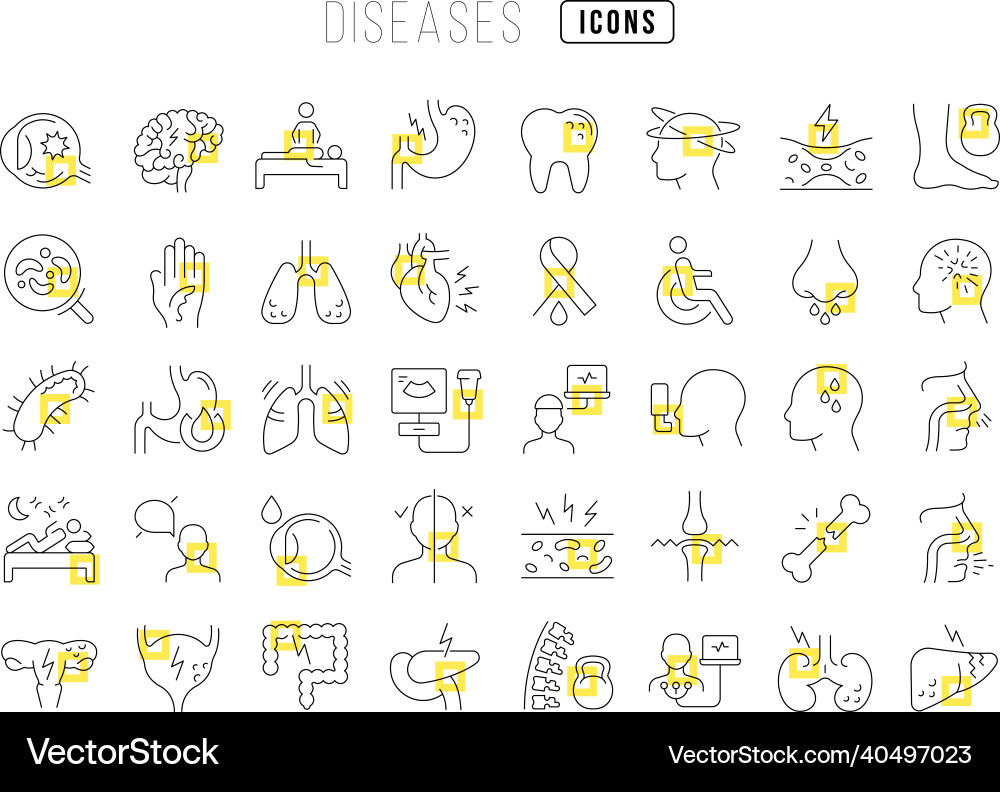 Set of linear icons diseases Royalty Free Vector Image