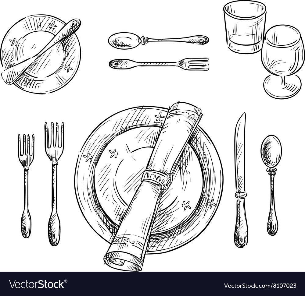 Table setting Royalty Free Vector Image - VectorStock