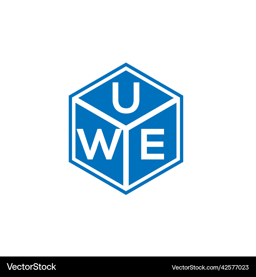 Uwe letter logo design on black background Vector Image