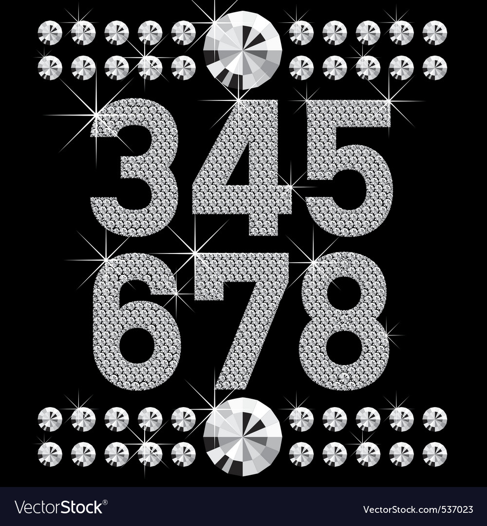 Vector set of diamond letters and numbers big and Vector Image