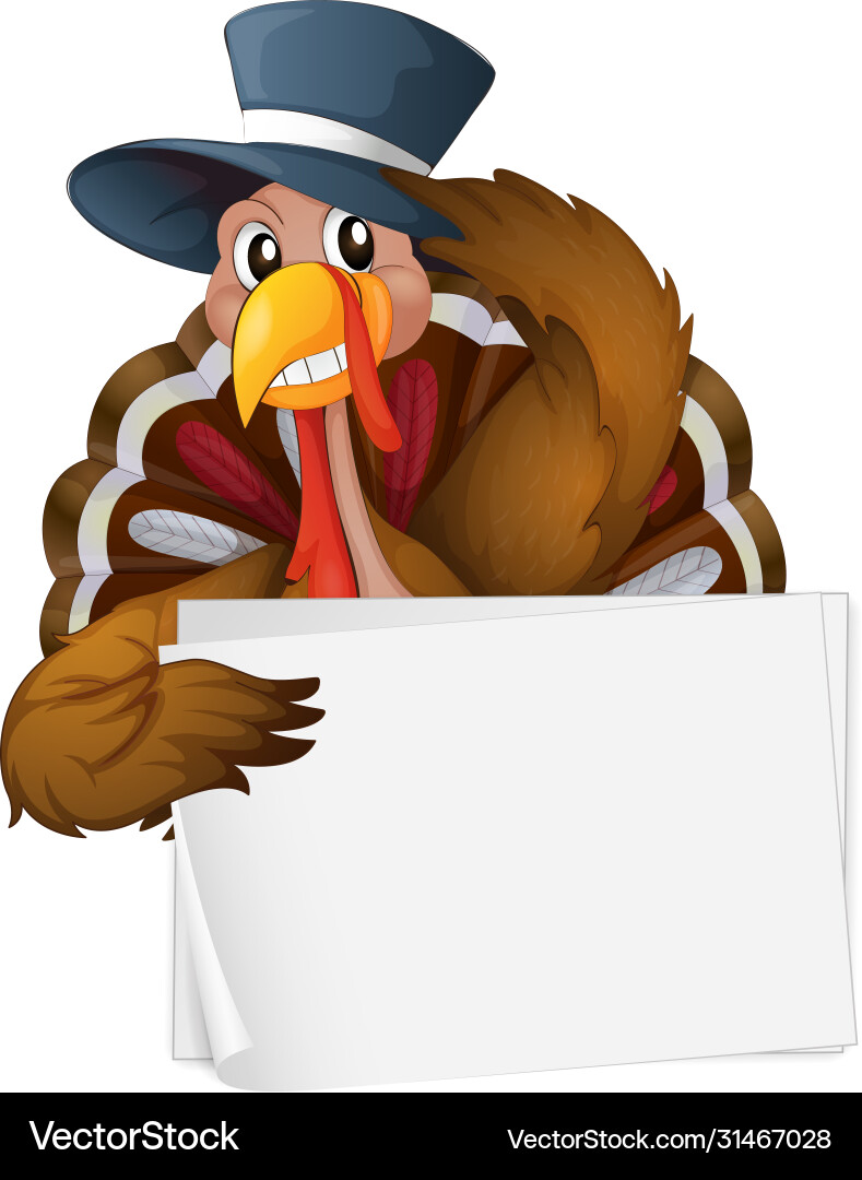 Blank sign template with wild turkey on white Vector Image
