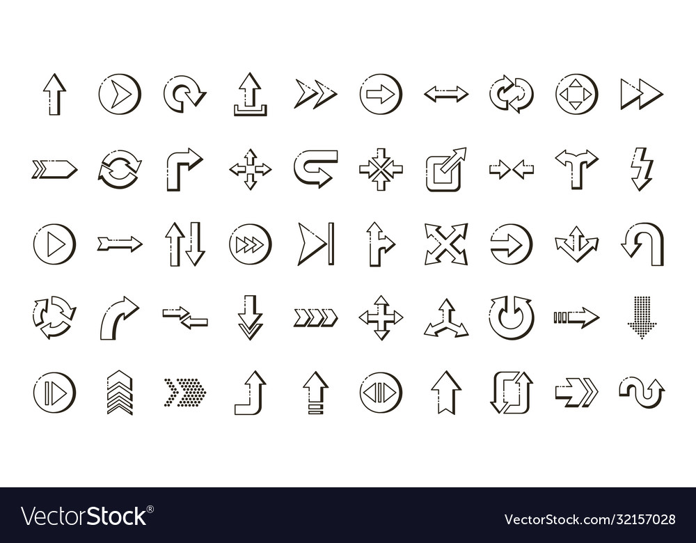 Bundle arrows set icons Royalty Free Vector Image