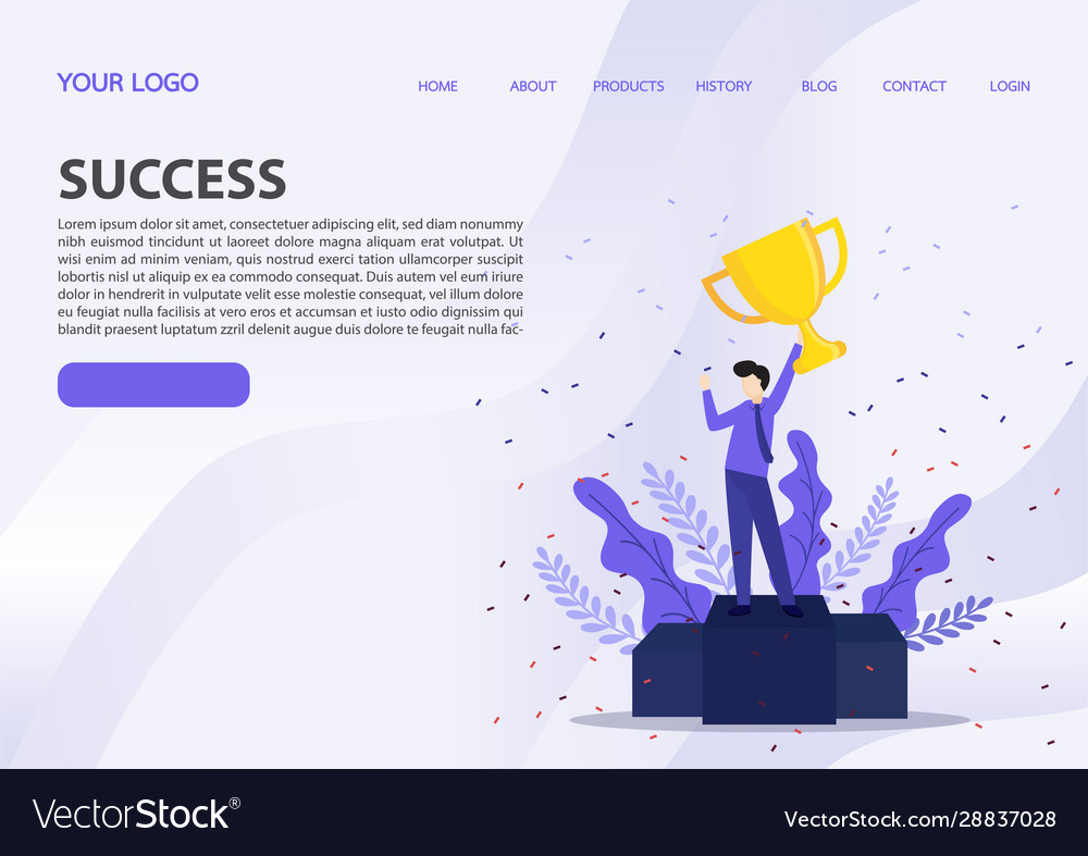 Businessman Holding Winning Trophy Victory Concept