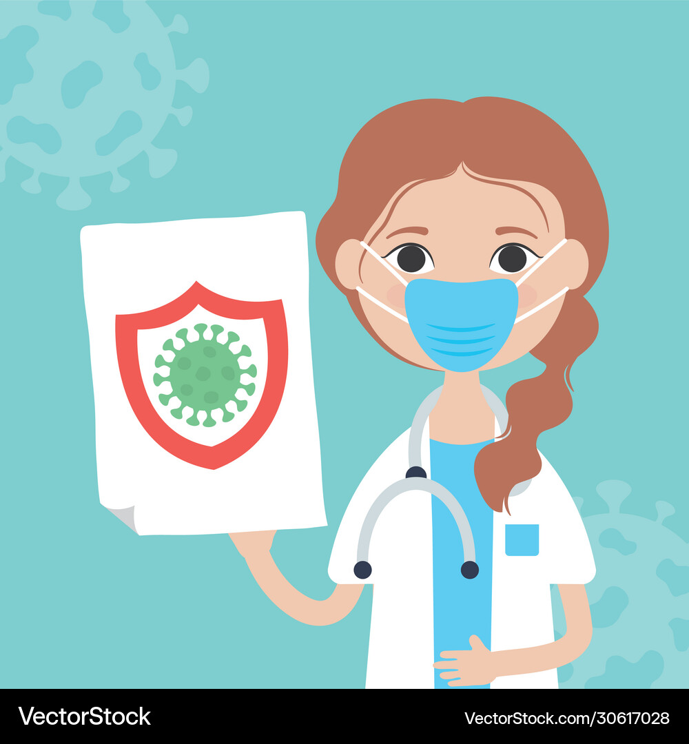 Cartoon doctor man with billboard shield Vector Image