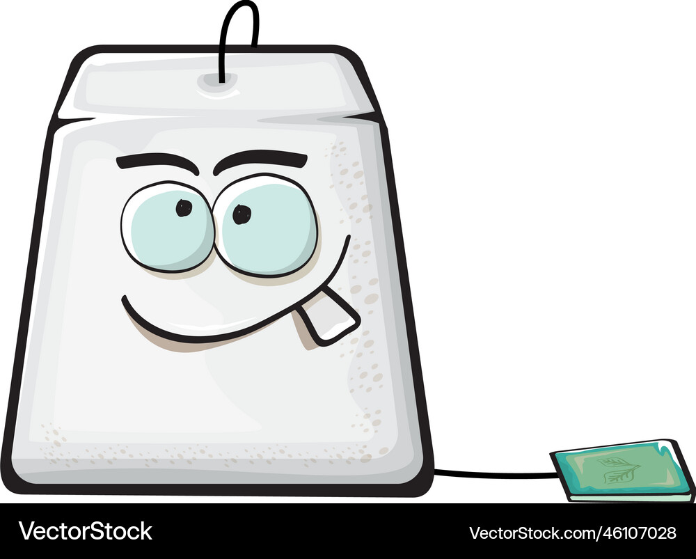 Cartoon tea bag characters isolated on white Vector Image