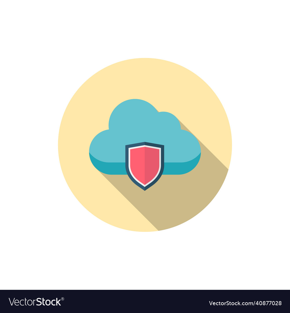 Cloud security icon flat design long shadow Vector Image