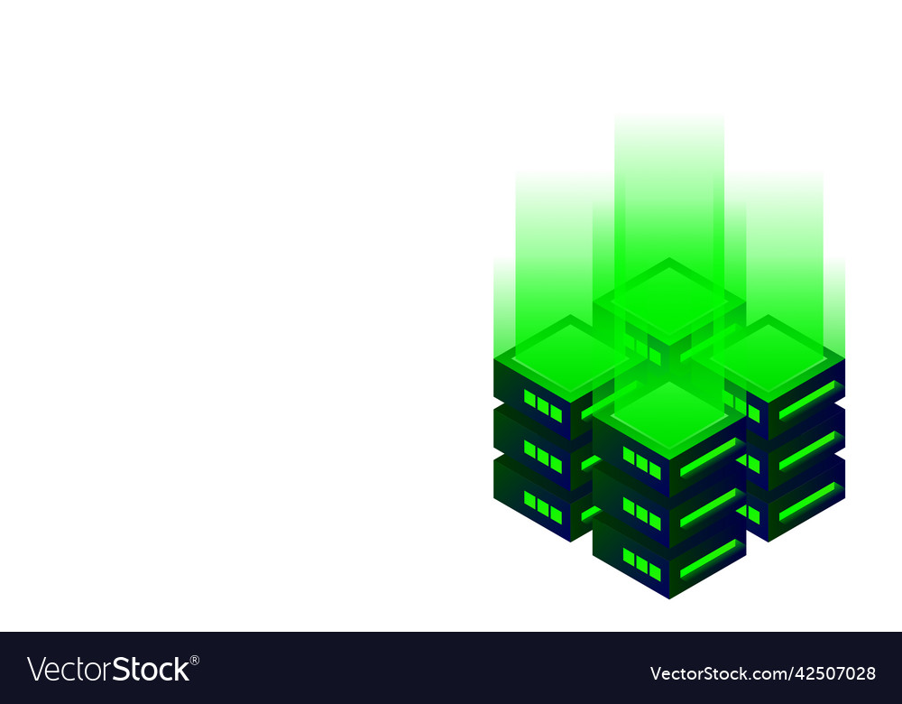 Datacenter Isometric Abstract 3d Hosting Server Vector Image