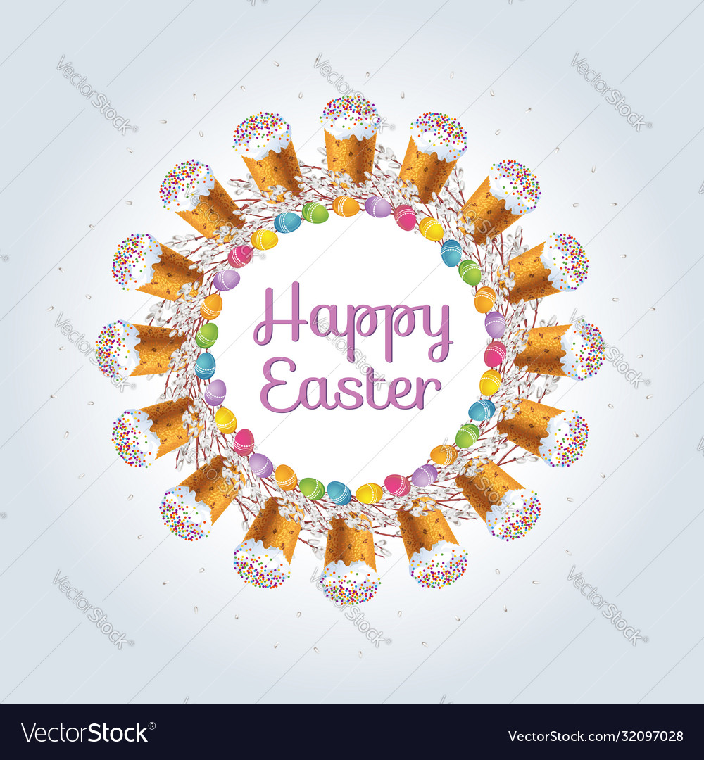 Easter decorative frame with easter eggs Vector Image