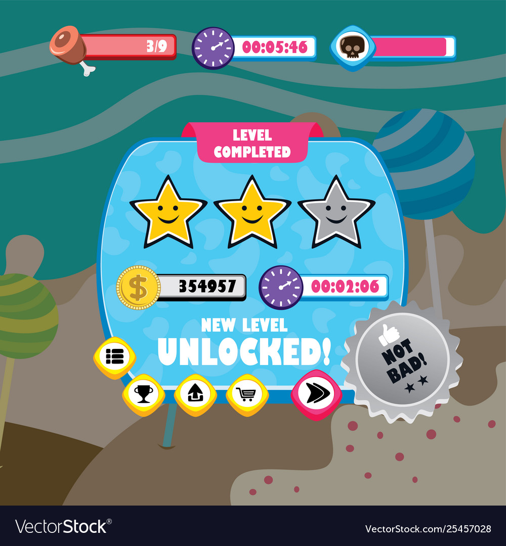 Game ui menu application mobile app Royalty Free Vector