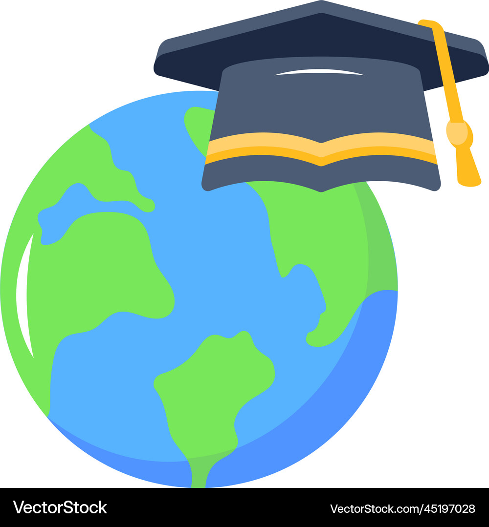 Get a flat icon of global education Royalty Free Vector