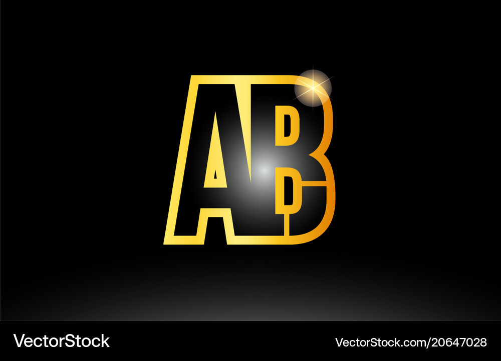 Gold black alphabet letter ab a b logo Royalty Free Vector