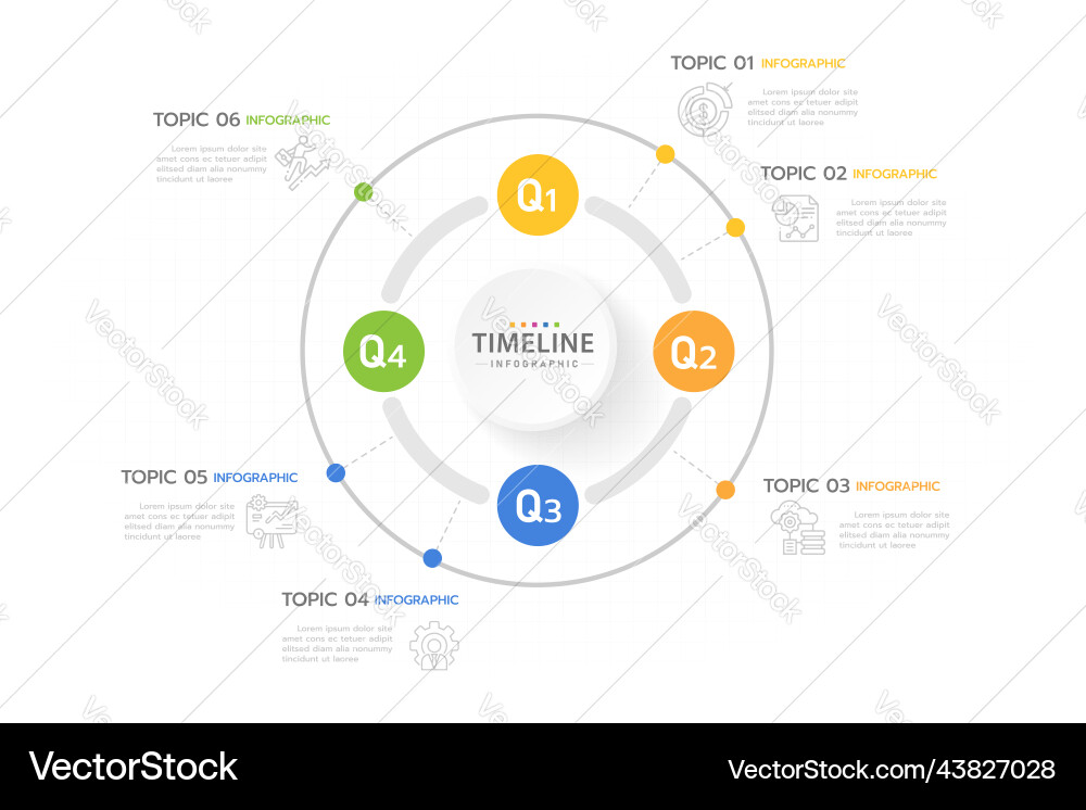 Infographic 12 months timeline separated quarters Vector Image