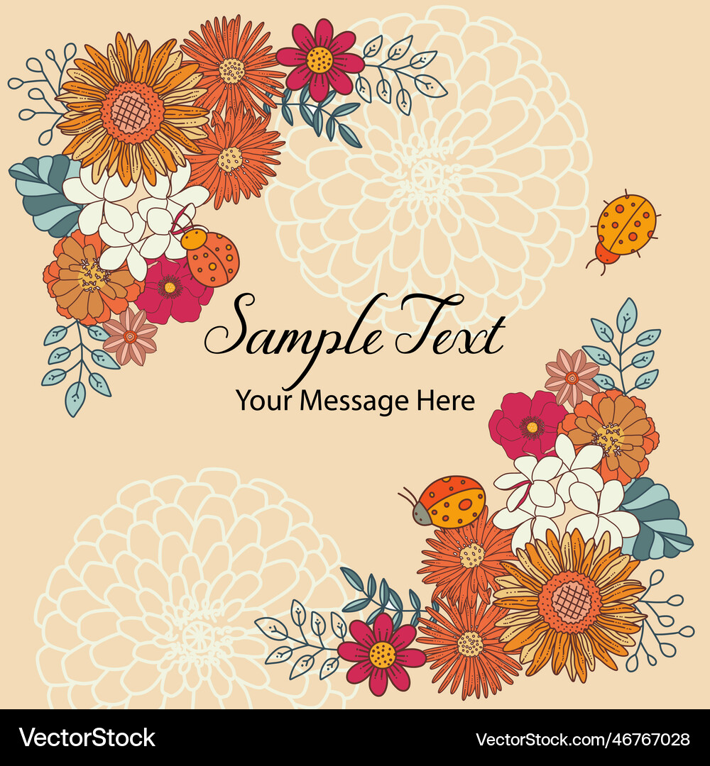 Retro vintage floral bouquets frame template Vector Image