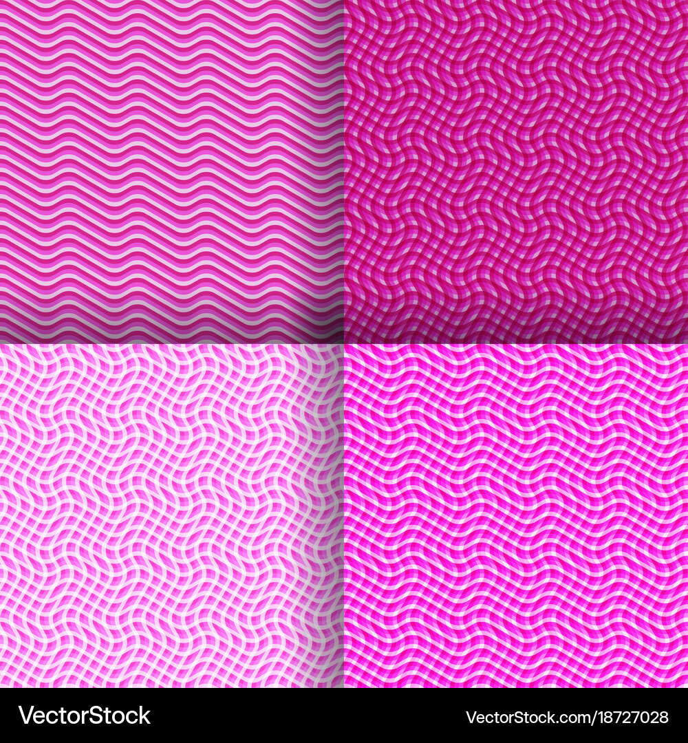 Set of four seamless wavy pink pattern Royalty Free Vector