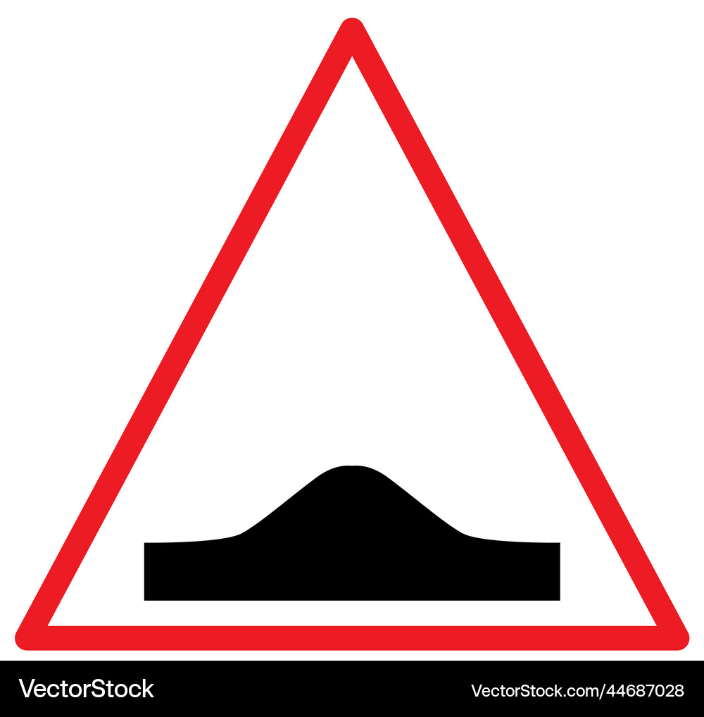 Speed bump warning sign road icon on white Vector Image
