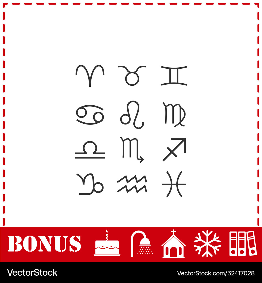 Zodiac icon flat Royalty Free Vector Image - VectorStock