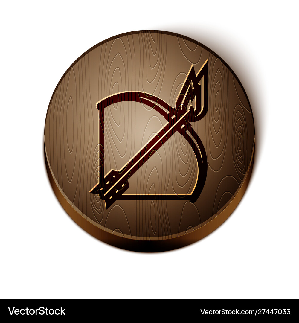 Brown line bow and fire arrow icon isolated Vector Image