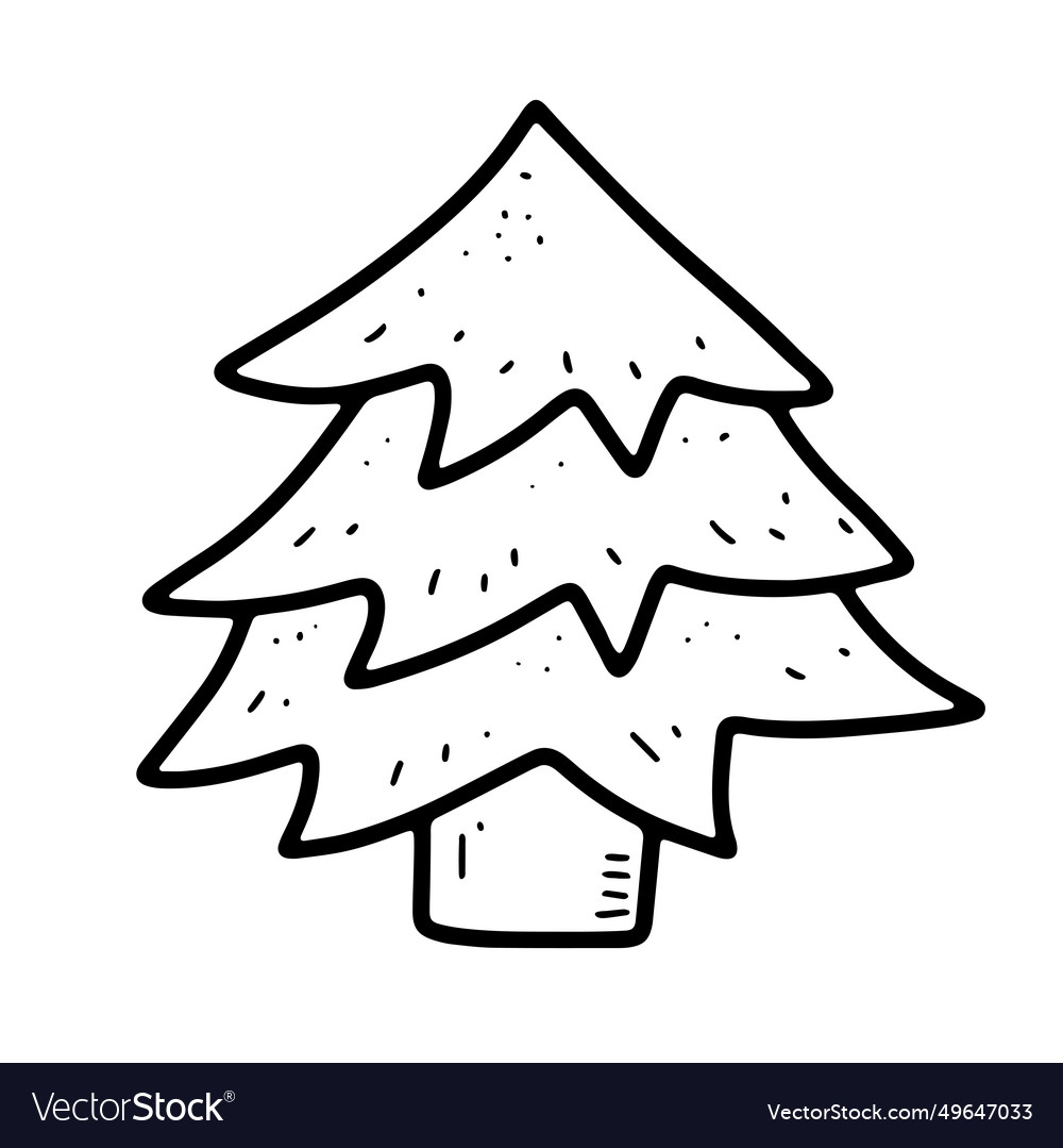 Doodle christmas tree hand drawn fir Royalty Free Vector
