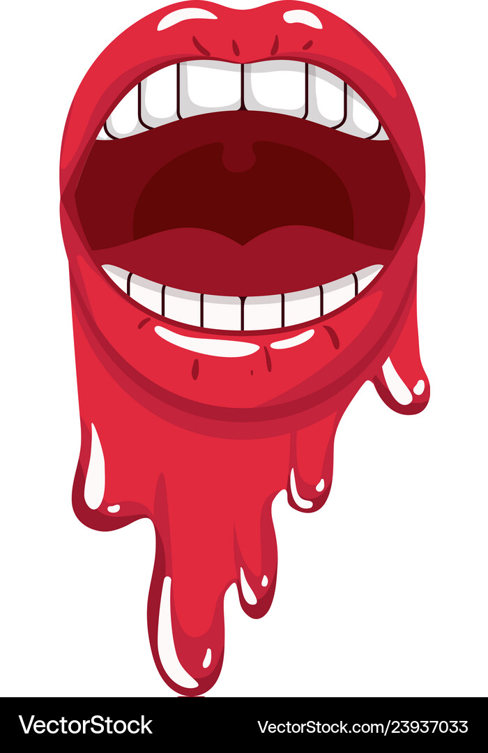 Female mouth dripping isolated icon Royalty Free Vector