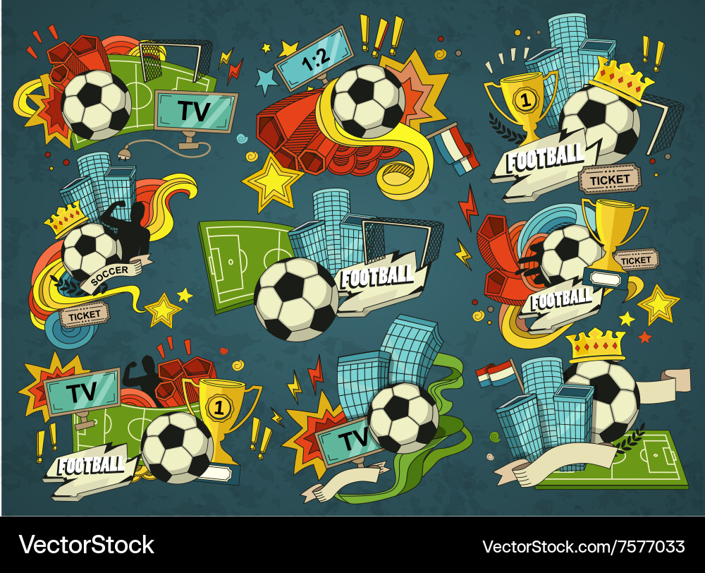 Football sports elements Royalty Free Vector Image